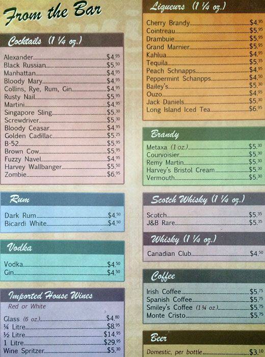 Menu at Smiley's Restaurant & Deli, Toronto, Danforth Ave