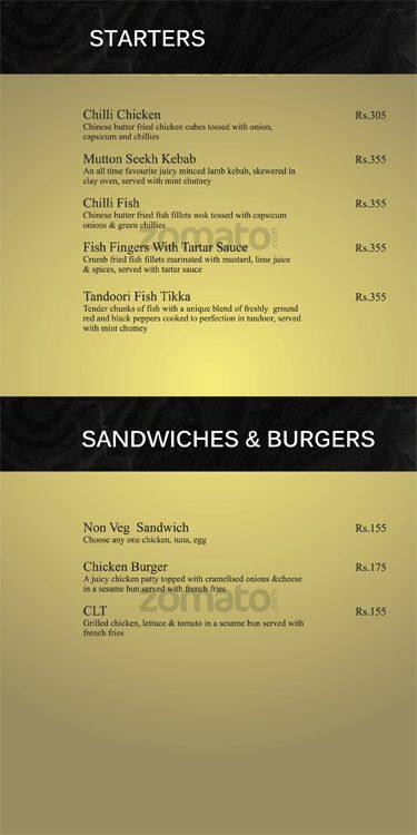 Menu at Indus, Ahmedabad, Cambay Sapphire