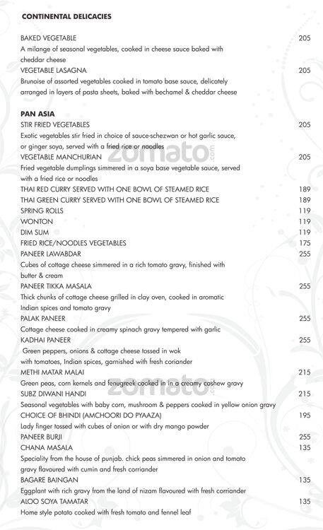 Menu at Indus - Cambay Sapphire, Ahmedabad, Cambay Sapphire