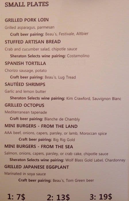 Menu at Carleton Grill restaurant, Ottawa, 150 Albert St
