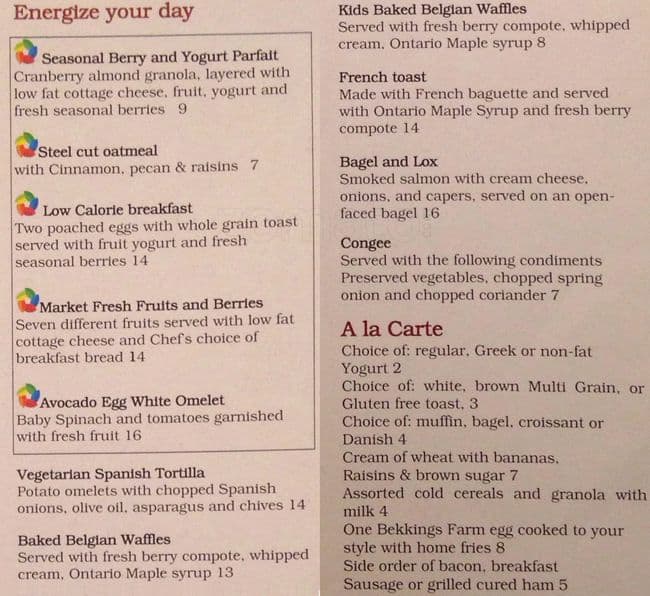 Menu at Carleton Grill restaurant, Ottawa, 150 Albert St