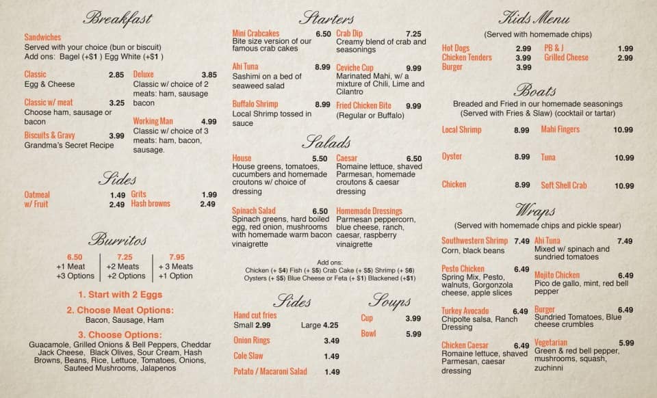 Menu at Ten O Six restaurant, Kill Devil Hills