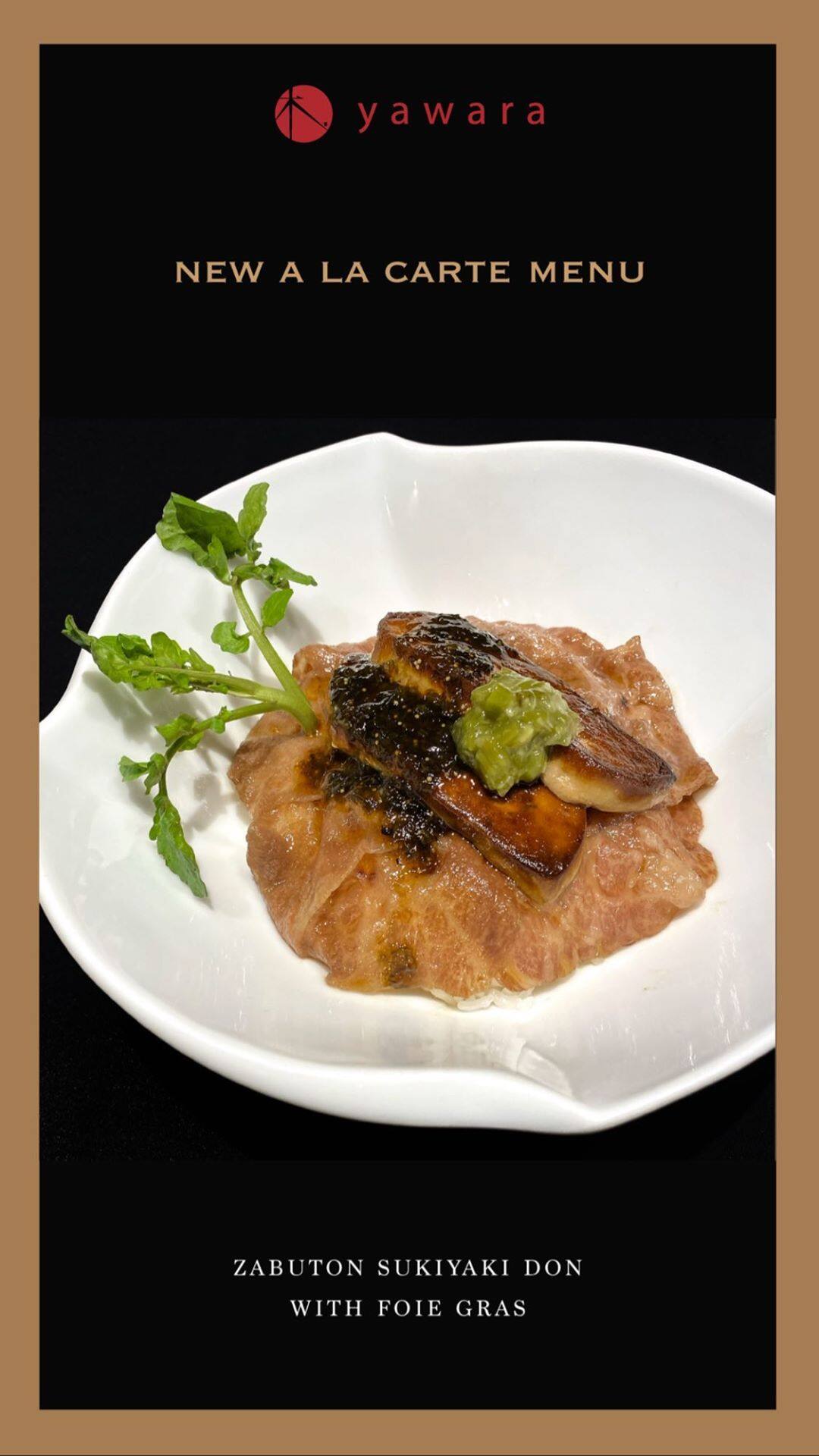 Menu at Yawara Private Dining restaurant, Jakarta