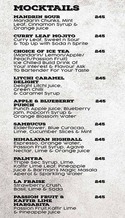 Menu of Raasta, Park Street Area, Kolkata