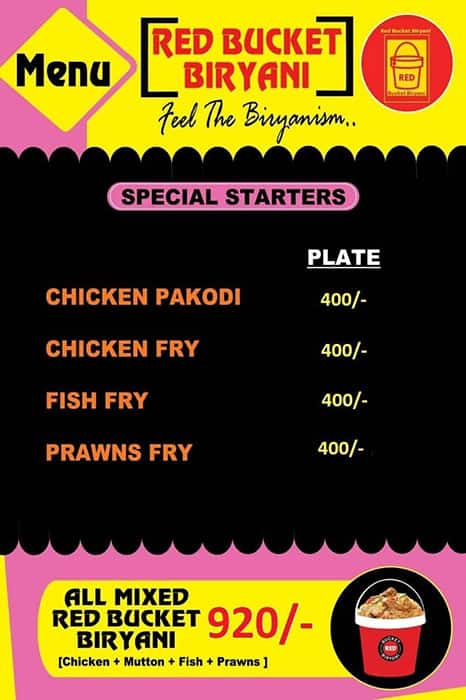 Menu of Red Bucket Biryani, Uppal, Secunderabad
