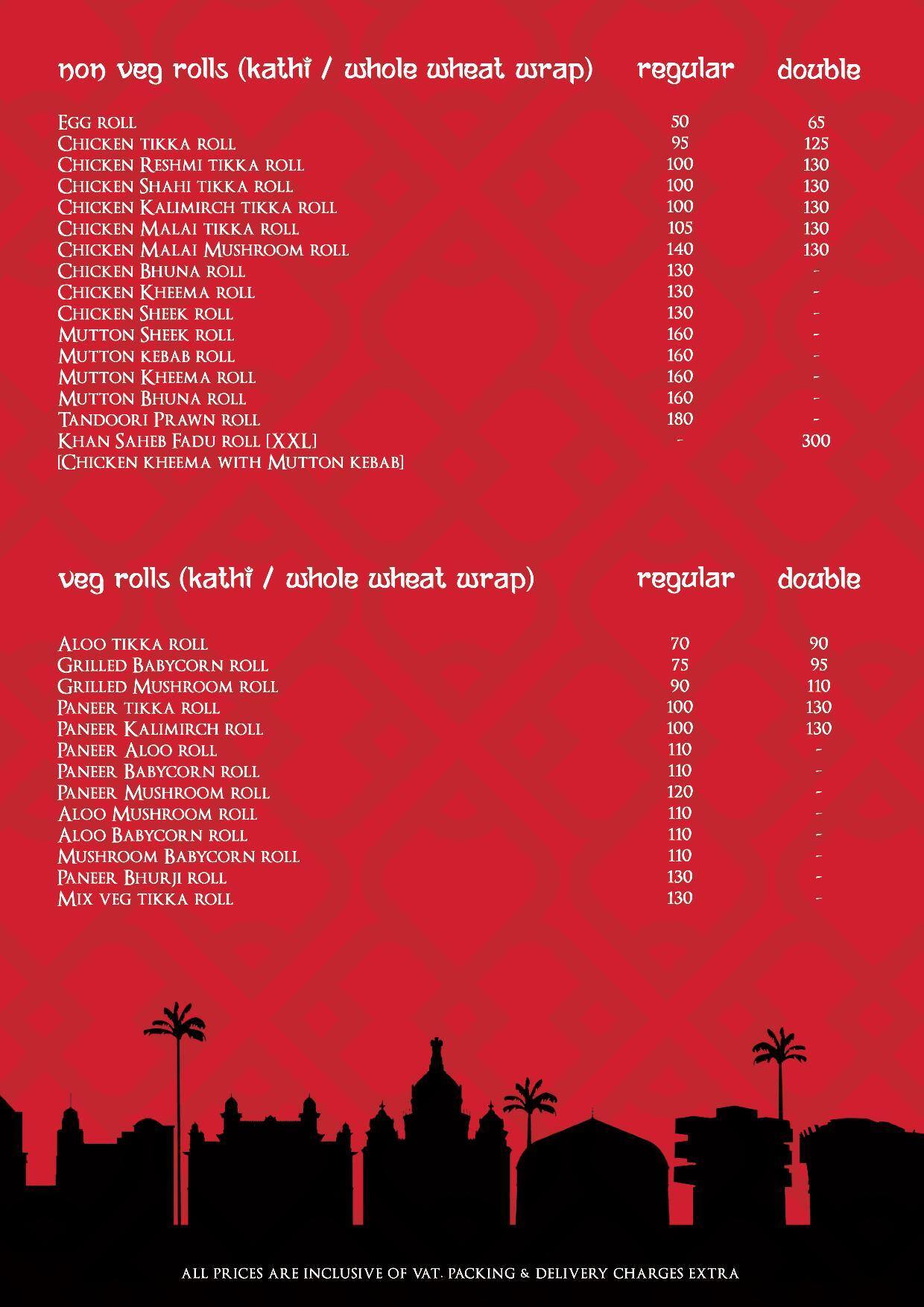 Khan Saheb Grills and Rolls Menu - Zomato