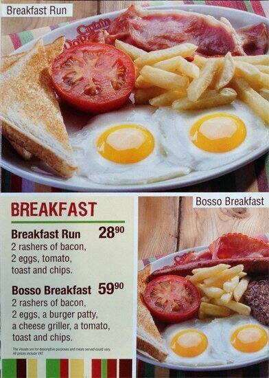 Menu au DoRego's Gold Reef restaurant, Johannesburg