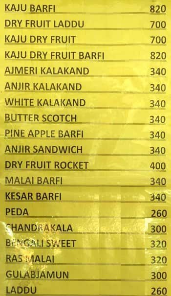 Balaji Mithai Bhandar Menu, Menu for Balaji Mithai Bhandar, Begum ...