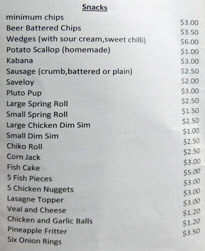 Menu at Carindale Fish & Chips fast food, Carindale