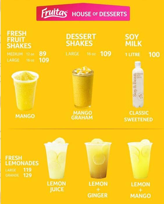 Carta de Fruitas House Of Desserts, Ciudad Quezon, Lower Ground Level