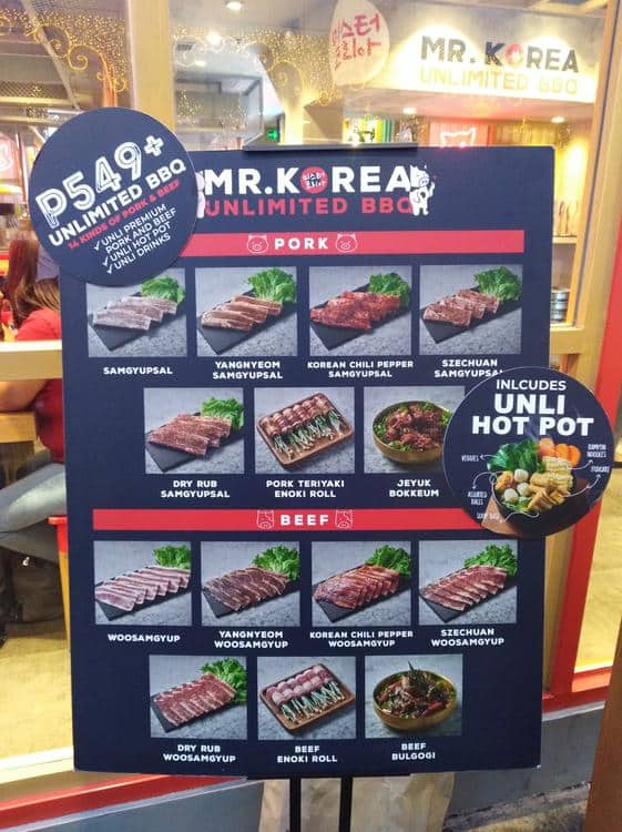 Menu at Mr. Korea Glorietta 3 restaurant, Makati, Glorietta 3