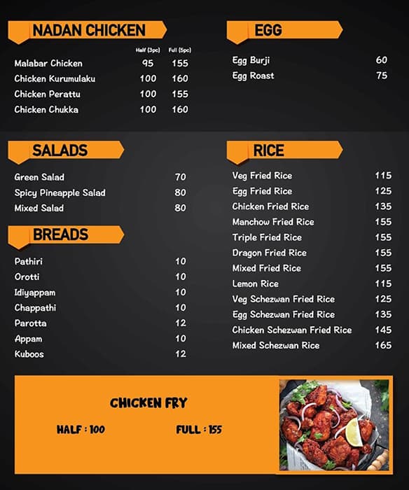 Menu at Malabar Bites Restaurant, Thiruvananthapuram