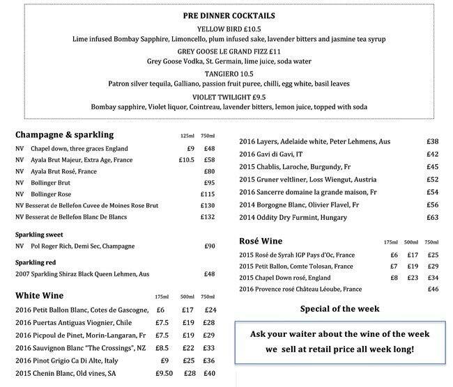 Menu at London House pub & bar, London