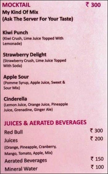 Menu at Spasso, New Delhi, Saket