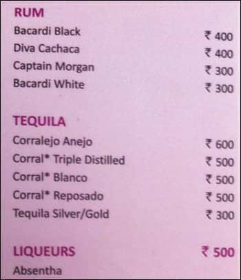 Menu at Spasso, New Delhi, Saket