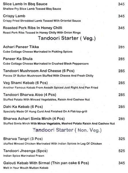 Menu at Bonsai, New Delhi, B-49, Middle Circle