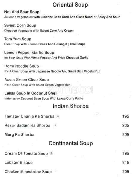 Menu at Bonsai, New Delhi, B-49, Middle Circle