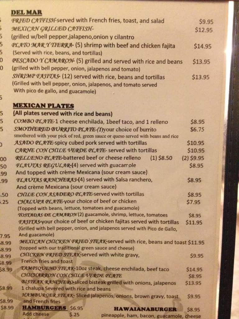 Menu at Tacos OJ restaurant, Fort Stockton