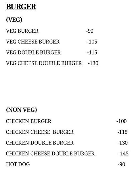 Menu at Burger Hub, Chennai, 54/1