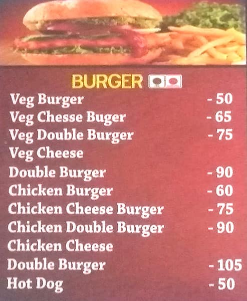 Menu at Burger Hub, Chennai, 54/1