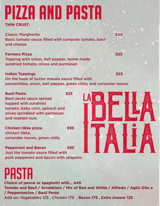 Menu at Chapter Twelve, Faridabad