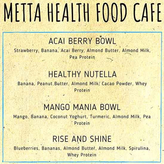 Menu of Metta Studio- Metta Health Food Café, Worli, Mumbai