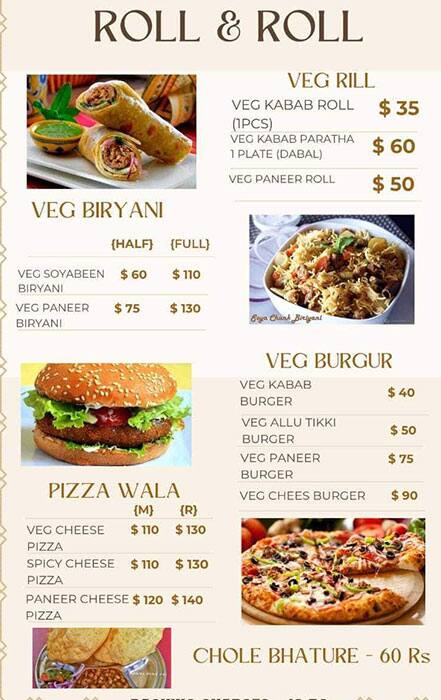 Menu of Roll And Roll, Alambagh, Lucknow