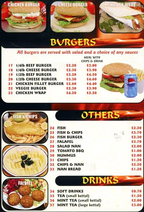 Menu at Al Safa BBQ, Manchester