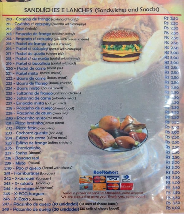 Menu at O Poderoso Açaí da Nanda pub & bar, Salvador, Rua Conselheiro ...