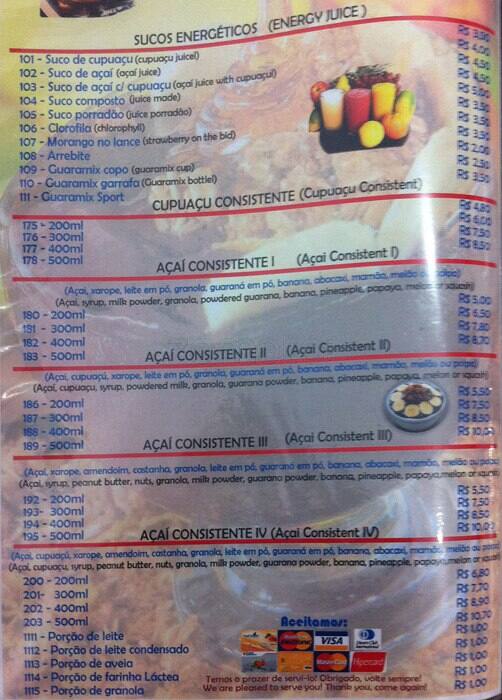 Menu em O Poderoso Açaí da Nanda pub & Bar, Salvador, Rua Conselheiro ...