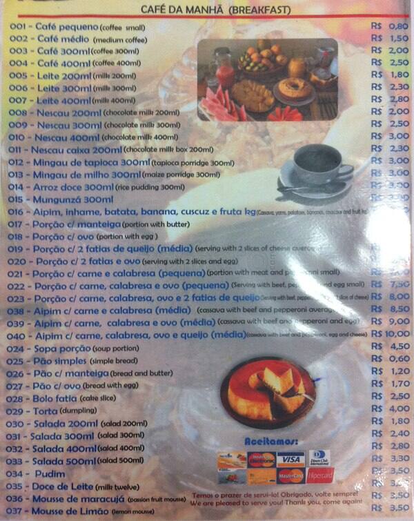 Menu at O Poderoso Açaí da Nanda pub & bar, Salvador, Rua Conselheiro ...
