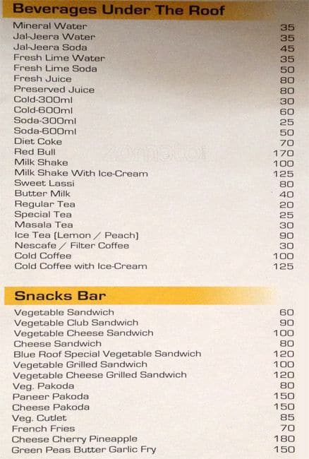 Menu at The Blue Roof Club, Thane