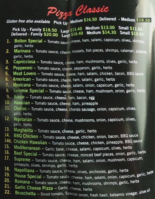 Menu at Al's Pizza Eltham restaurant, Eltham