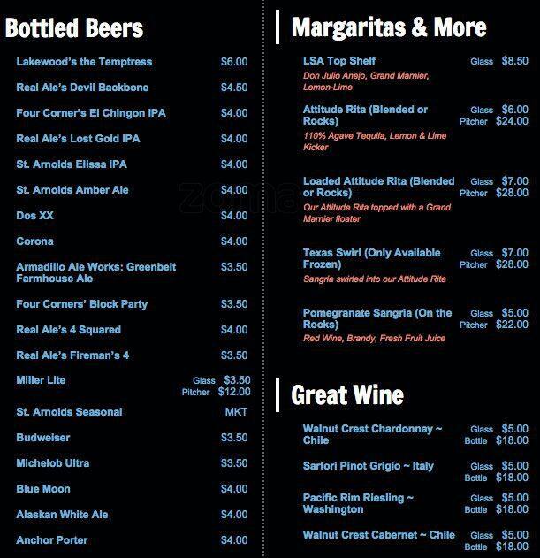 Menu at LSA Burger Co. pub & bar, Denton