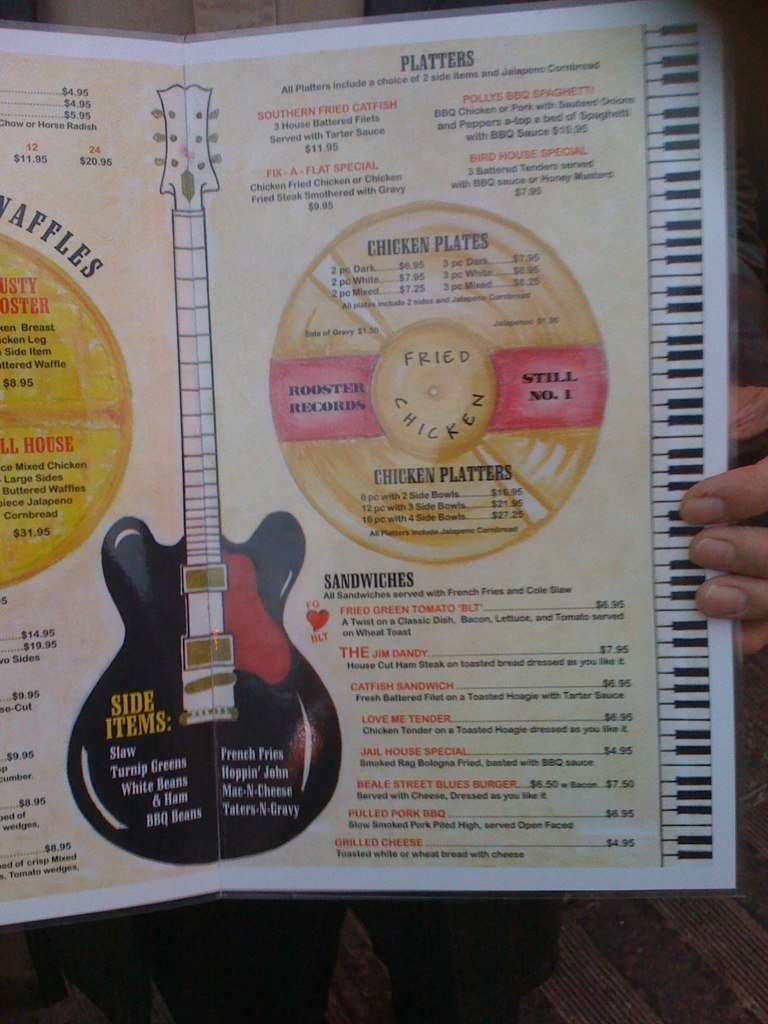 Menu at Miss Polly's Soul City Café cafe, Memphis