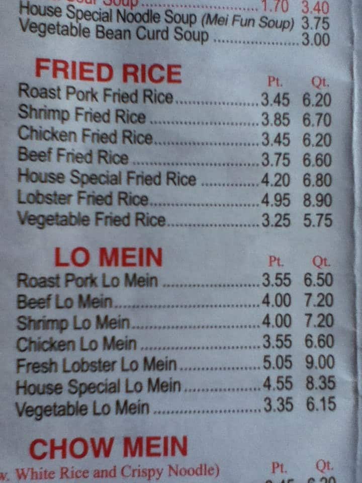 Menu at Main Moon restaurant, Tyrone