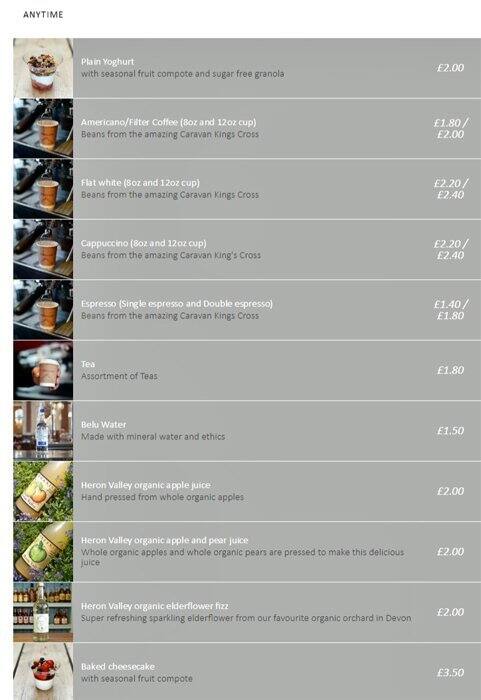 Menu at Street Kitchen restaurant, London, Broadgate