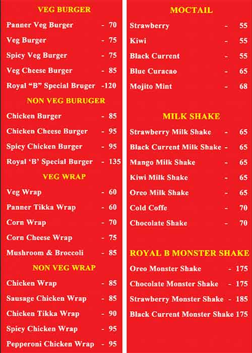 Menu at Royal cakes& pizza, Chennai