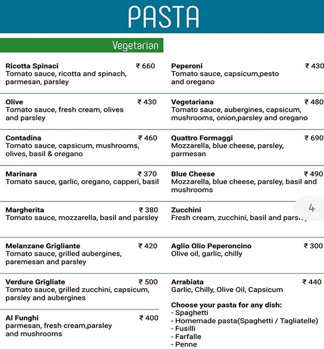 Menu at Fontana Viva Italian Pizza Bistro, Pune, Row House 2