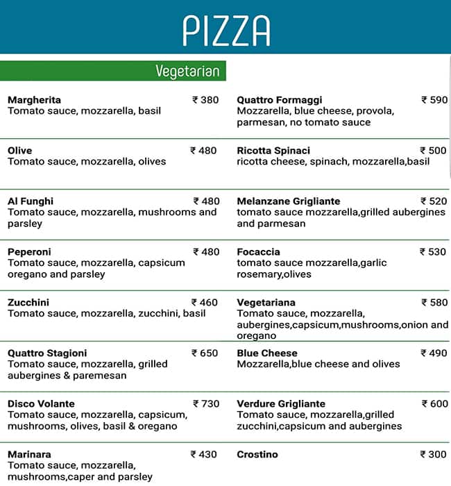 Menu at Fontana Viva Italian Pizza Bistro, Pune, Row House 2