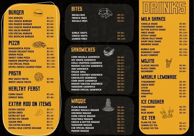 Menu at Chai Sutta Bar, Guwahati