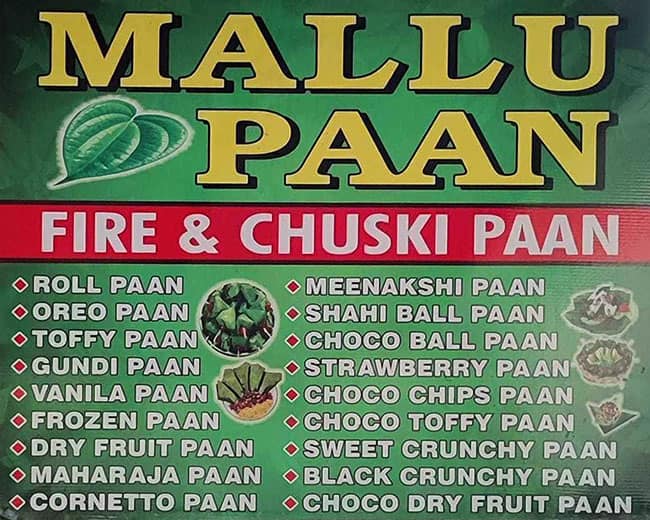 Menu of Mallu Pan, Rajouri Garden, New Delhi