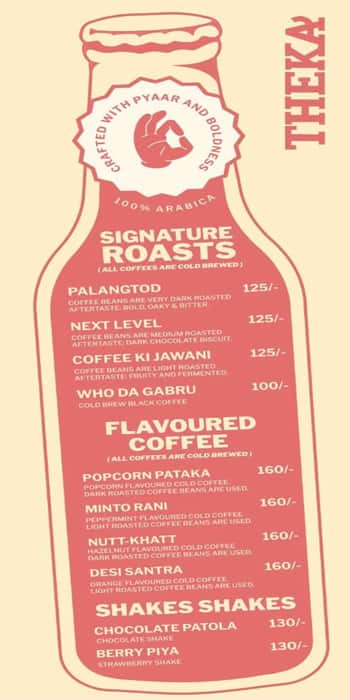 Menu of Theka Coffee, Fatehgunj, Vadodara