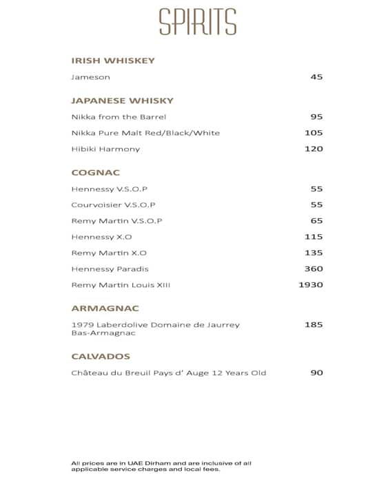 Menu of The Manhattan Lounge - St. Regis Saadiyat Island Resort ...