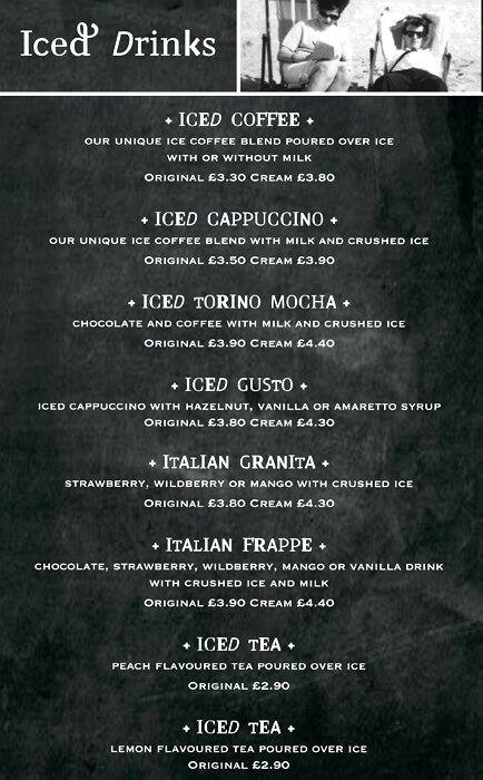 Carta del café Caffe vergnano, Londres, 62 Charing Cross Rd