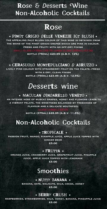 Carta del café Caffe vergnano, Londres, 62 Charing Cross Rd