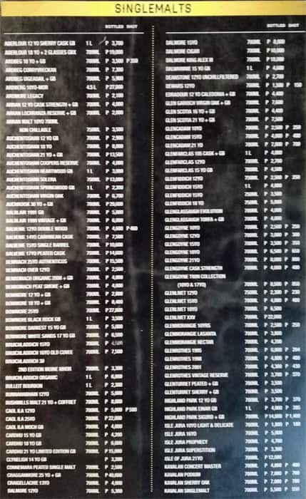 Menu at The Distillery pub & bar, Taguig, Forbeswood Heights
