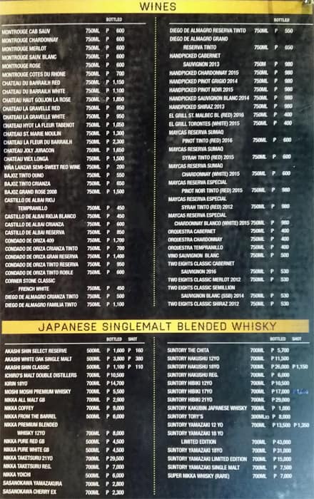 Menu at The Distillery pub & bar, Taguig, 108