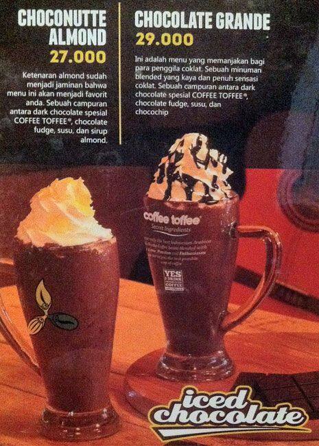 Carta del café Coffee Toffee, Yakarta, Sovereign Plaza