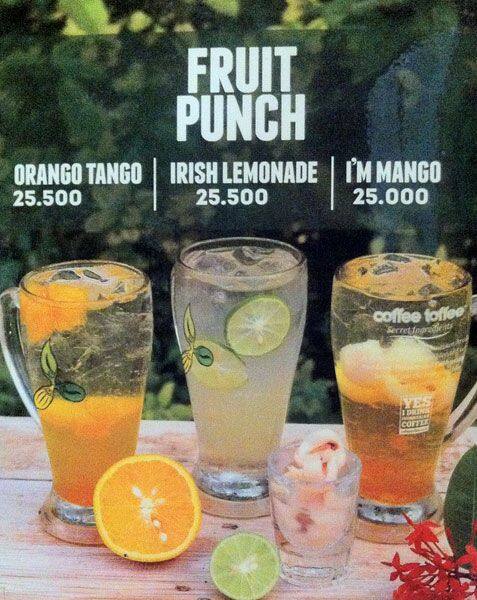 Menu at Coffee Toffee cafe, Jakarta, Sovereign Plaza